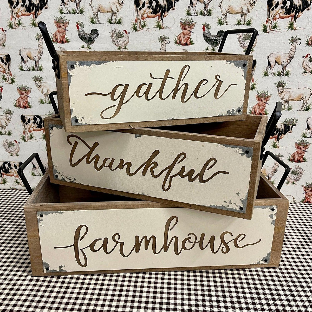 Farmhouse Boxes with Metal Handles