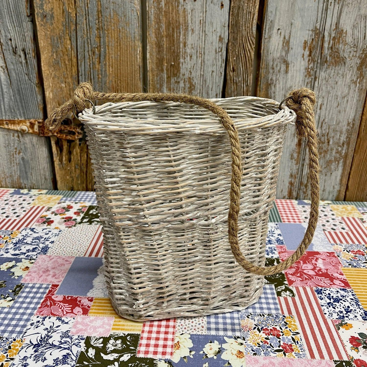 White Washed Willow Basket